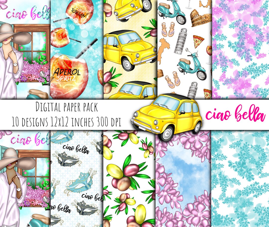 Ciao Bella Italian Digital Paper Pack Travel & Fashion - Etsy