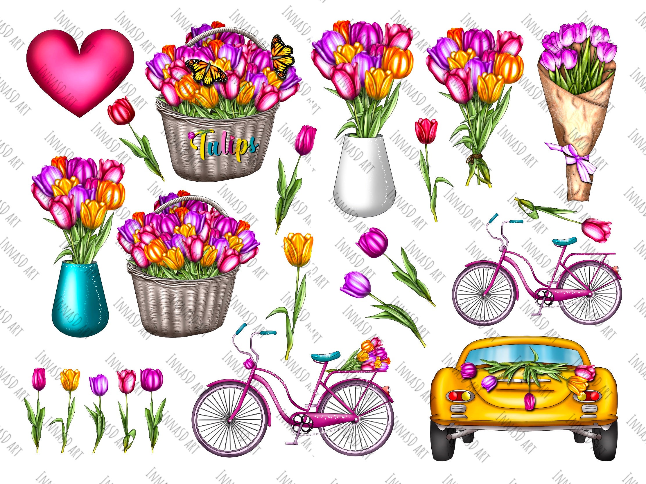 Tulips Clip Art Spring Clip Art Fashion Clip Art Hello - Etsy