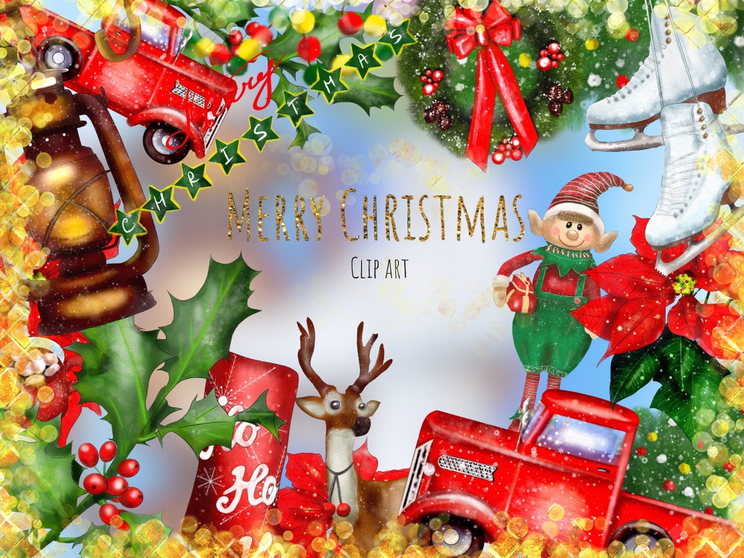 Digital Christmas Clip Art, Christmas Watercolor Clip Art, Winter ...