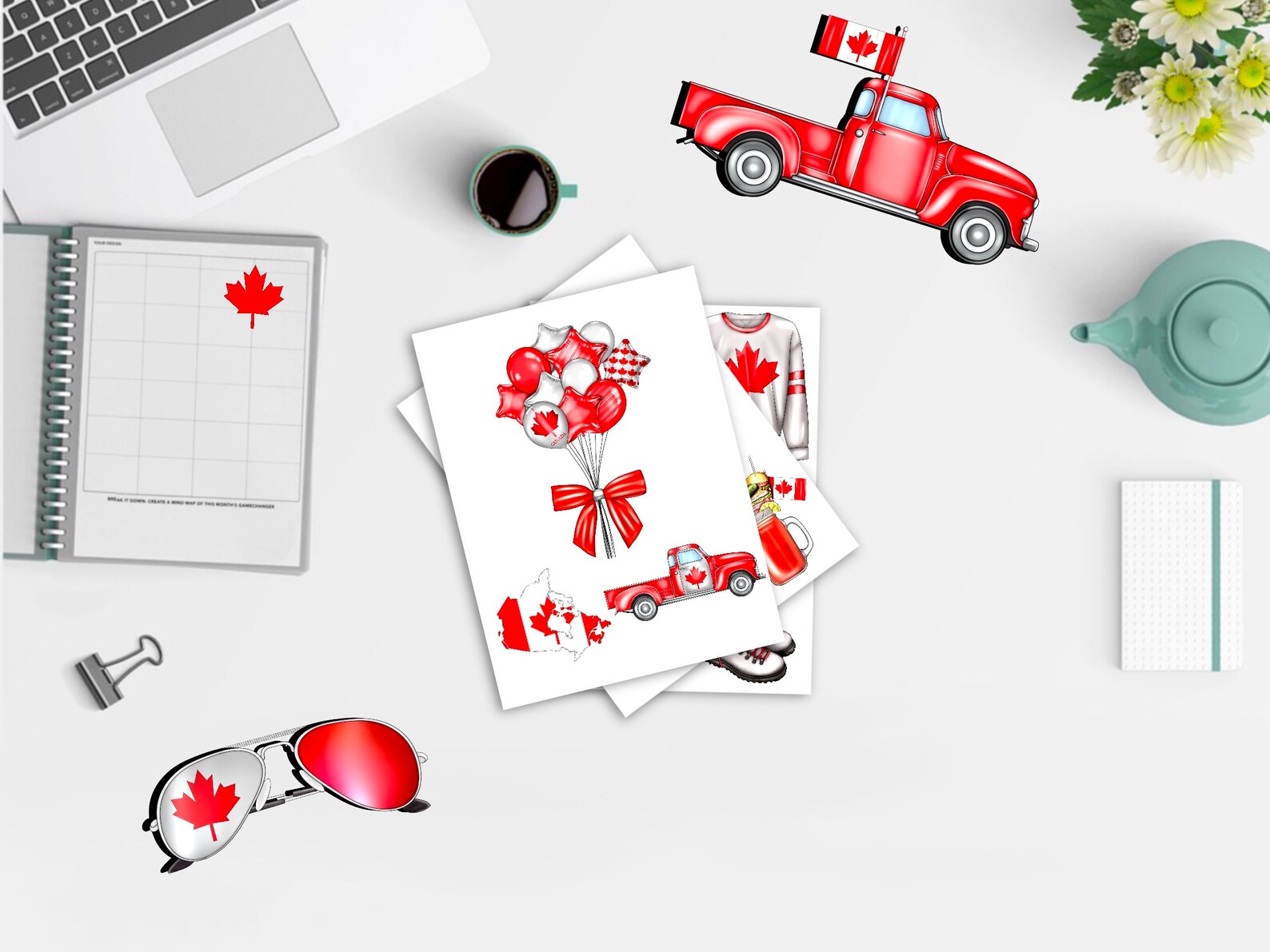 Happy Canada Day Celebrate With Canadian Flag, Accessories, Clip Art ...