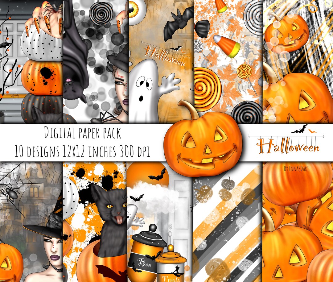 Halloween Digital Papers, Fall Papers, Halloween Digital Backgrounds ...