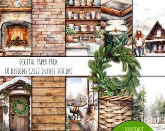 Christmas Digital Papers Christmas Scrapbook Paper Christmas - Etsy