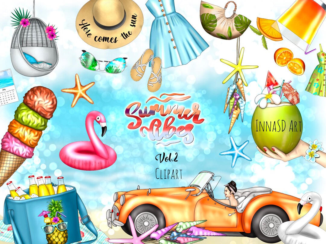 Summer Vibes Clip Art - 2nd Edition: Travel and Vacation Clip Art Set ...