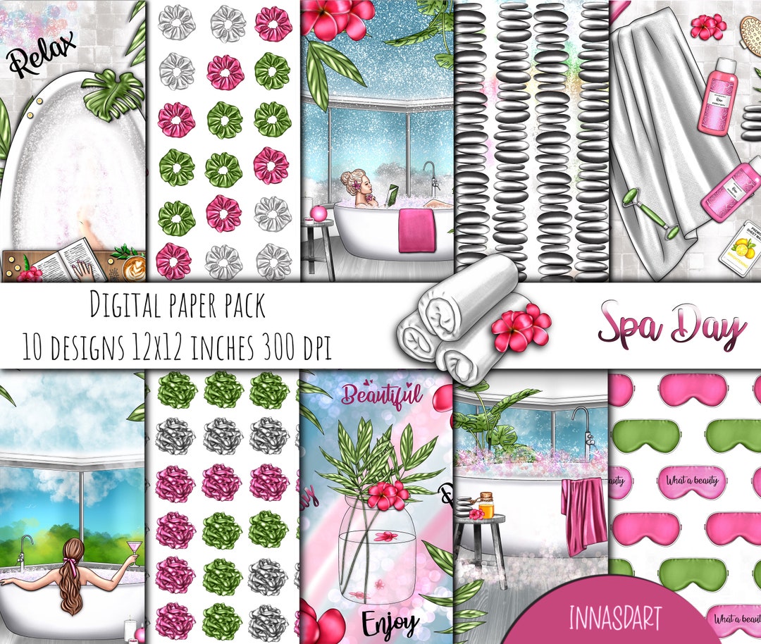 Spa Day Digital Papers , Spa Day Digital Backgrounds, Spa Day Clipart ...