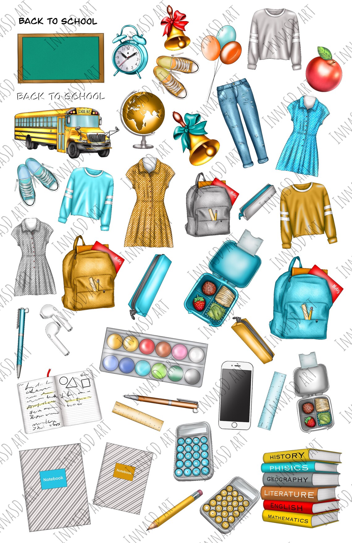 Back to School Clipart, School Stickers, High School Clipart, Study ...