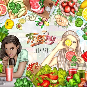 Freshy Clipart, Healthy Eating Clipart, Healthy Fashion Girls, Summer ...