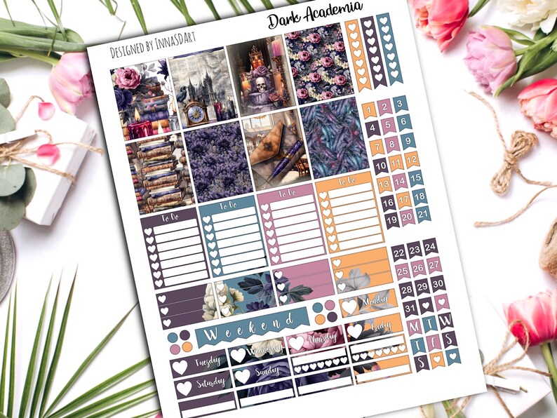 Dark Academia Printable Planner Stickers, Vintage Scholarly Planner ...