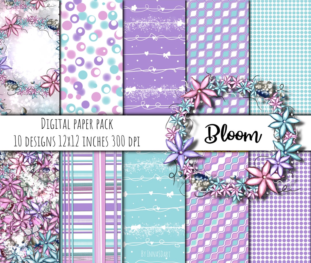 Bloom Digital Paper, Spring Digital Papers, Floral Digital Papers ...