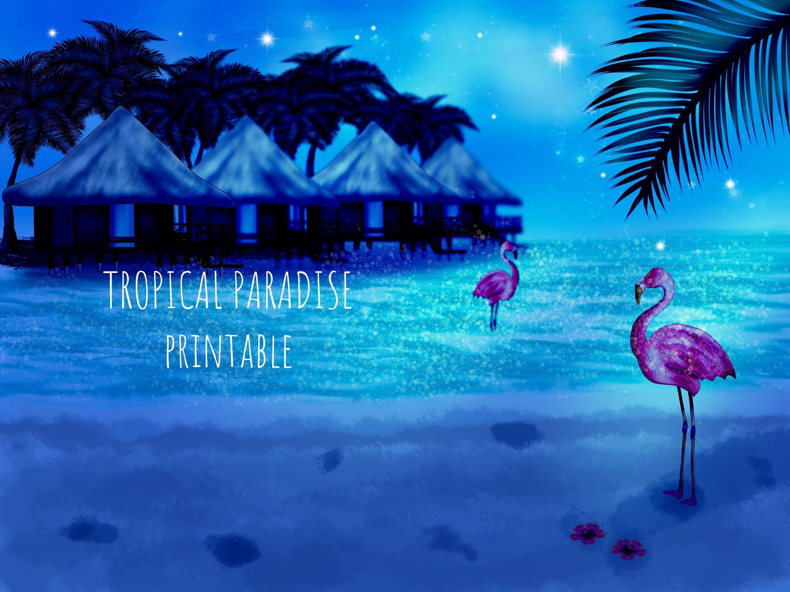 Tropical Beach Illustrations Paradise Digital Scenes (JPEG) - Etsy