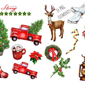 Digital Christmas Clip Art, Christmas Watercolor Clip Art, Winter ...