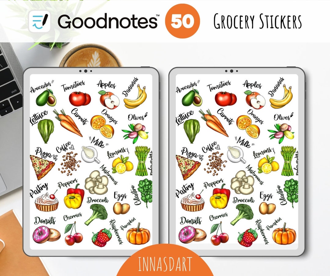 Goodnotes Food Stickers, Goodnotes Grocery Stickers, Grocery Shopping ...