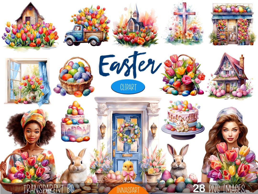 Easter Clipart, Tulips Clip Art, Spring Clip Art, Fashion Clip Art ...