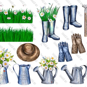 Spring Garden Watercolour Clip Art, Spring Clip Art, Floral Clip Art ...