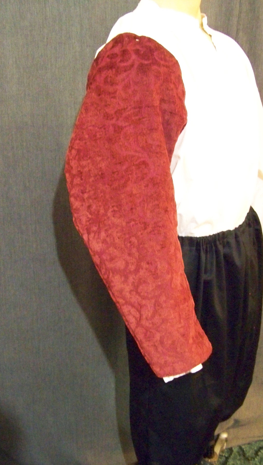 Sleeves Renaissance, Ready-to-ship, Burgundy Cut Velvet Brocade ...