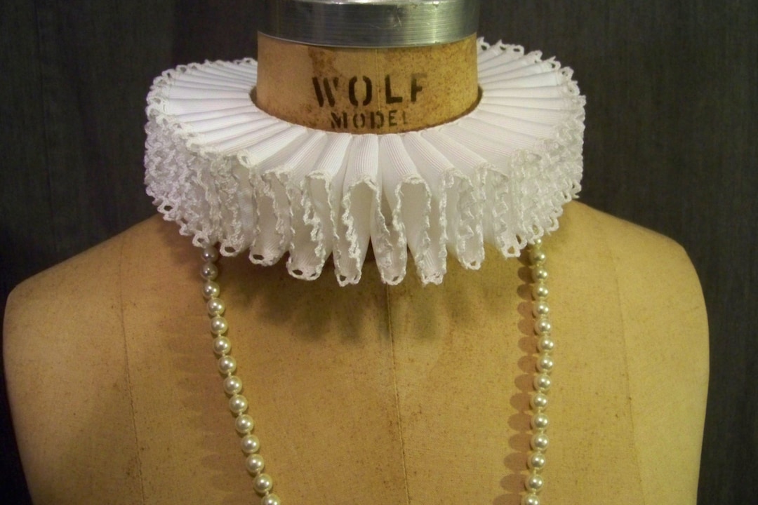 Neck Ruff, Elizabethan, Custom, Renaissance Faire, Ribbon Cotton Cluny ...