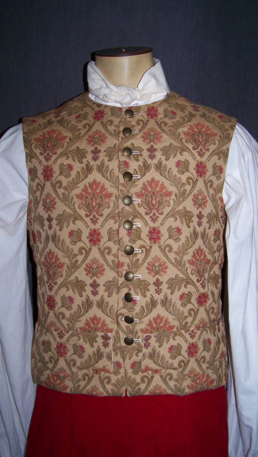 18th Century Waistcoat Brocade Weskit Custom Colonial Patriotic Pirate ...