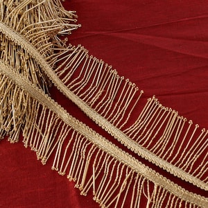Gold Beaded Trim, Indian Trim, Gold Fringe Trim, Trim With Gold Bugle ...