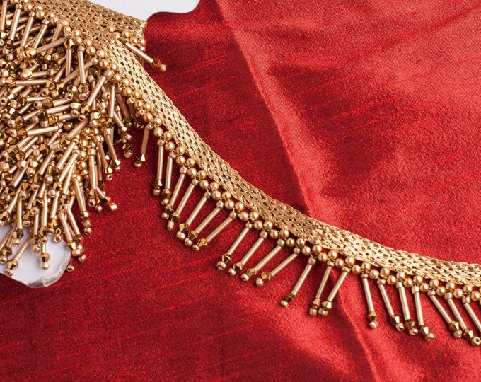 Antique Gold Beaded Trim Indian Trim Gold Fringe Trim Trim - Etsy