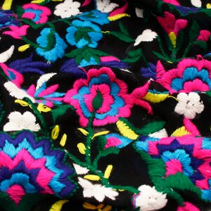 Black Embroidered Fabric, Floral Georgette Fabric, Indian Embroidered ...