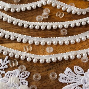 5 Yards of White Pearl Trim, Elegant White Beaded Trim, Pearl Lace ...
