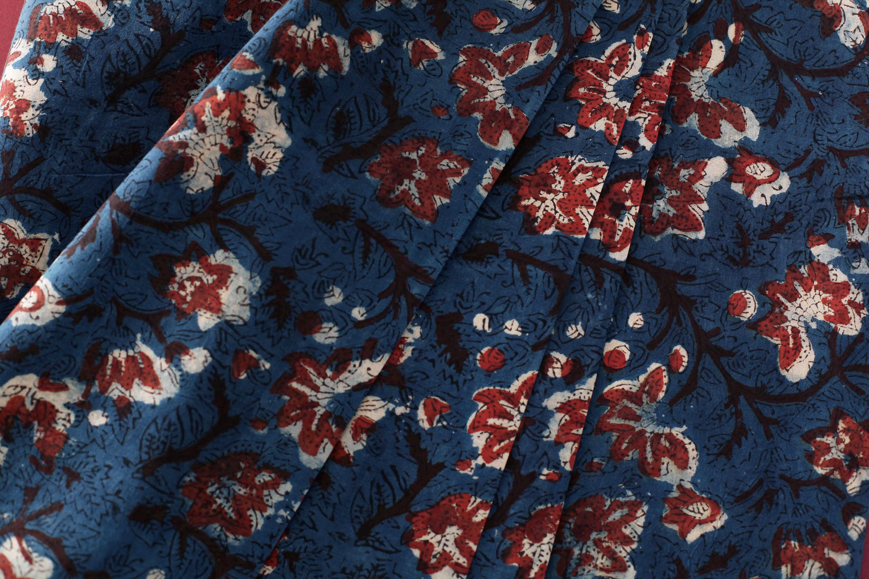 1 yard of Aegean Blue Fabric Indian Cotton Fabric Vegetable | Etsy