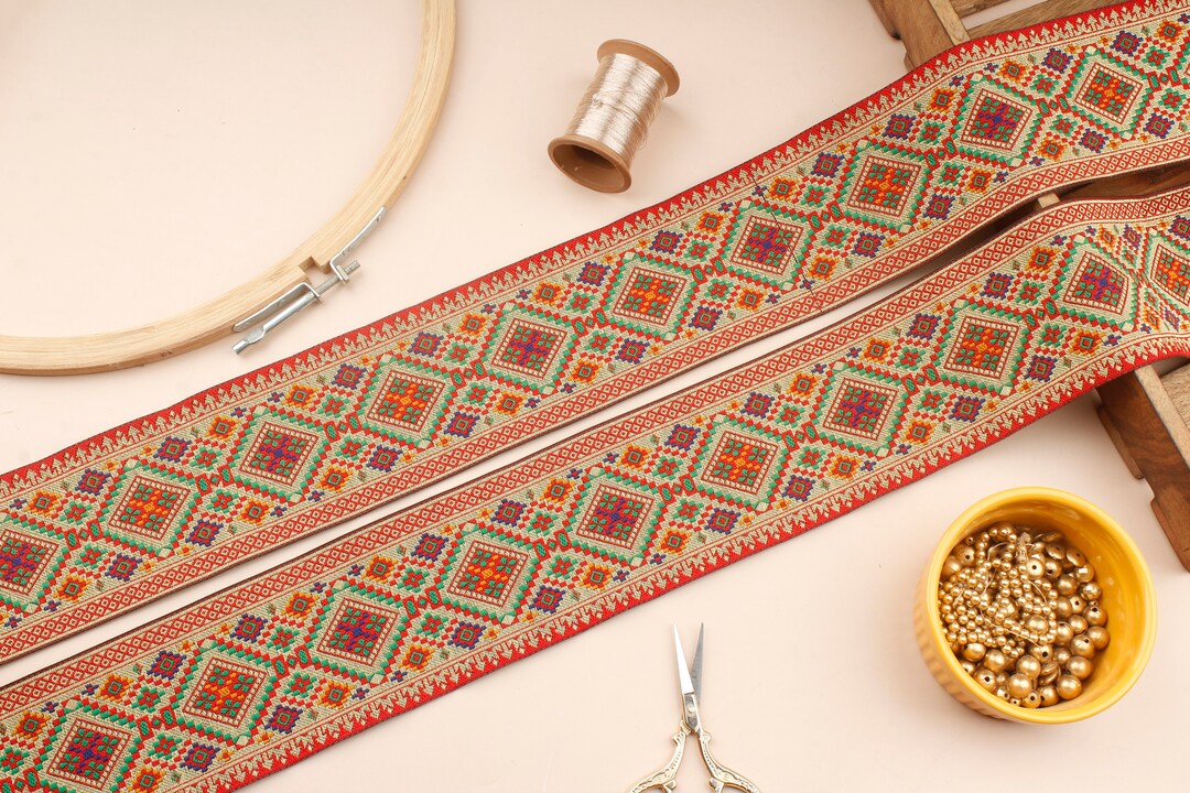 Geometric Jacquard Trim, Indian Trim, Decorative Trim, Upholstery Lace ...