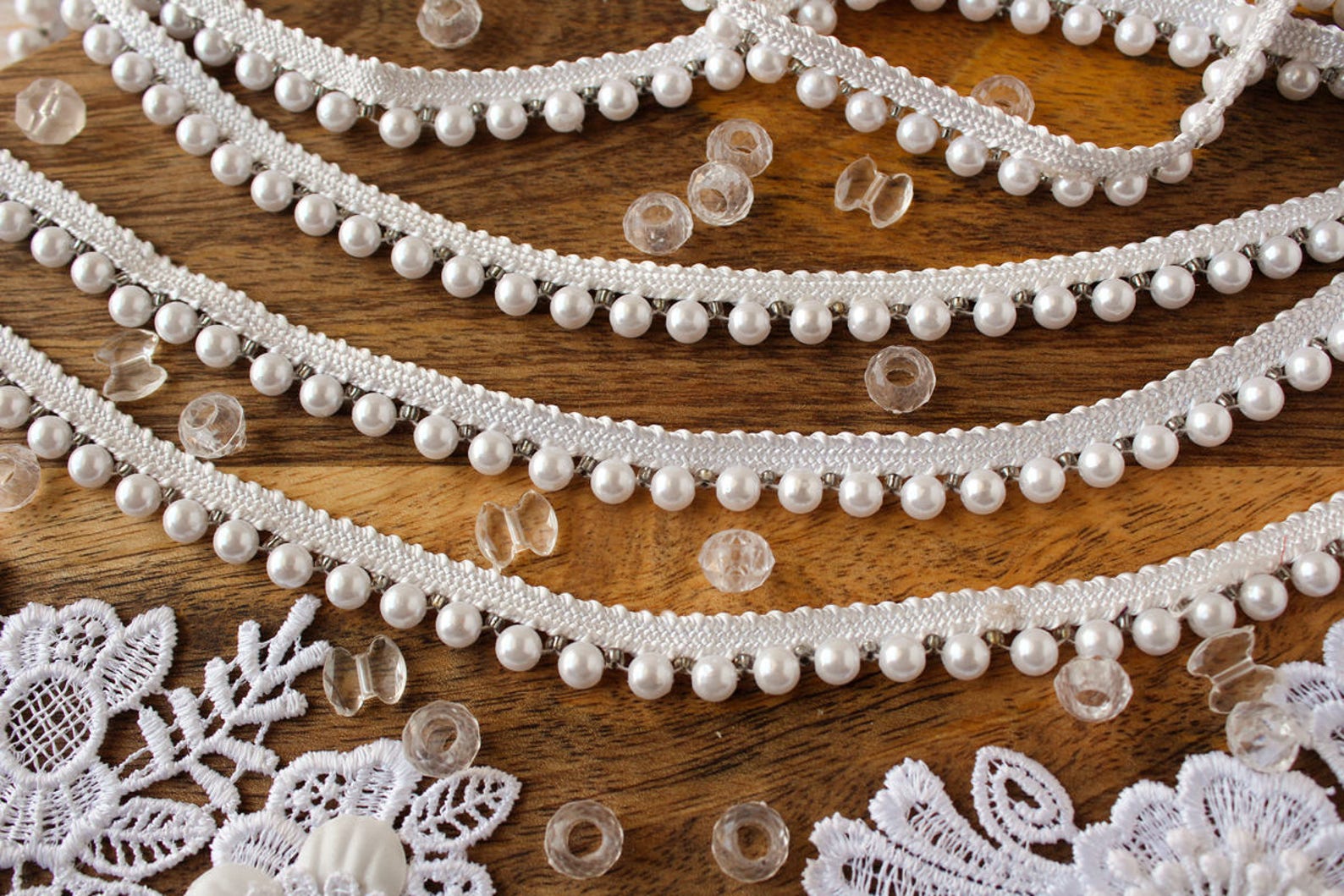 5 Yards of White Pearl Trim Elegant White Beaded Trim Pearl - Etsy
