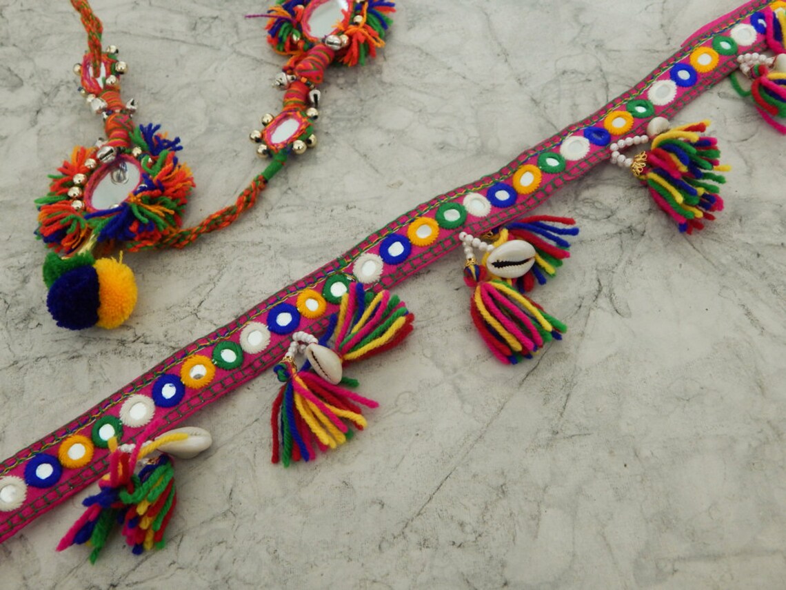 Multicoloured Shell Trim Sequin Trim Embroidered Trim Belt - Etsy