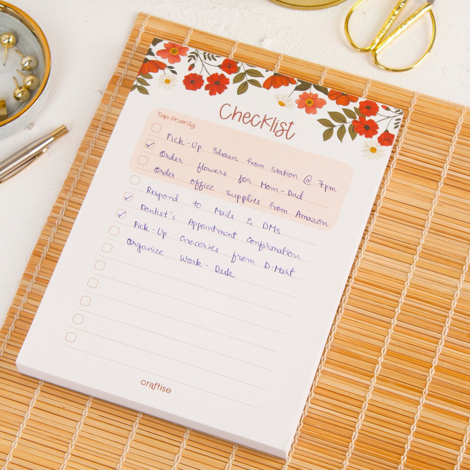 Floral A5 Checklist Notepad, To-do List, 75 Tear off Sheets - Etsy