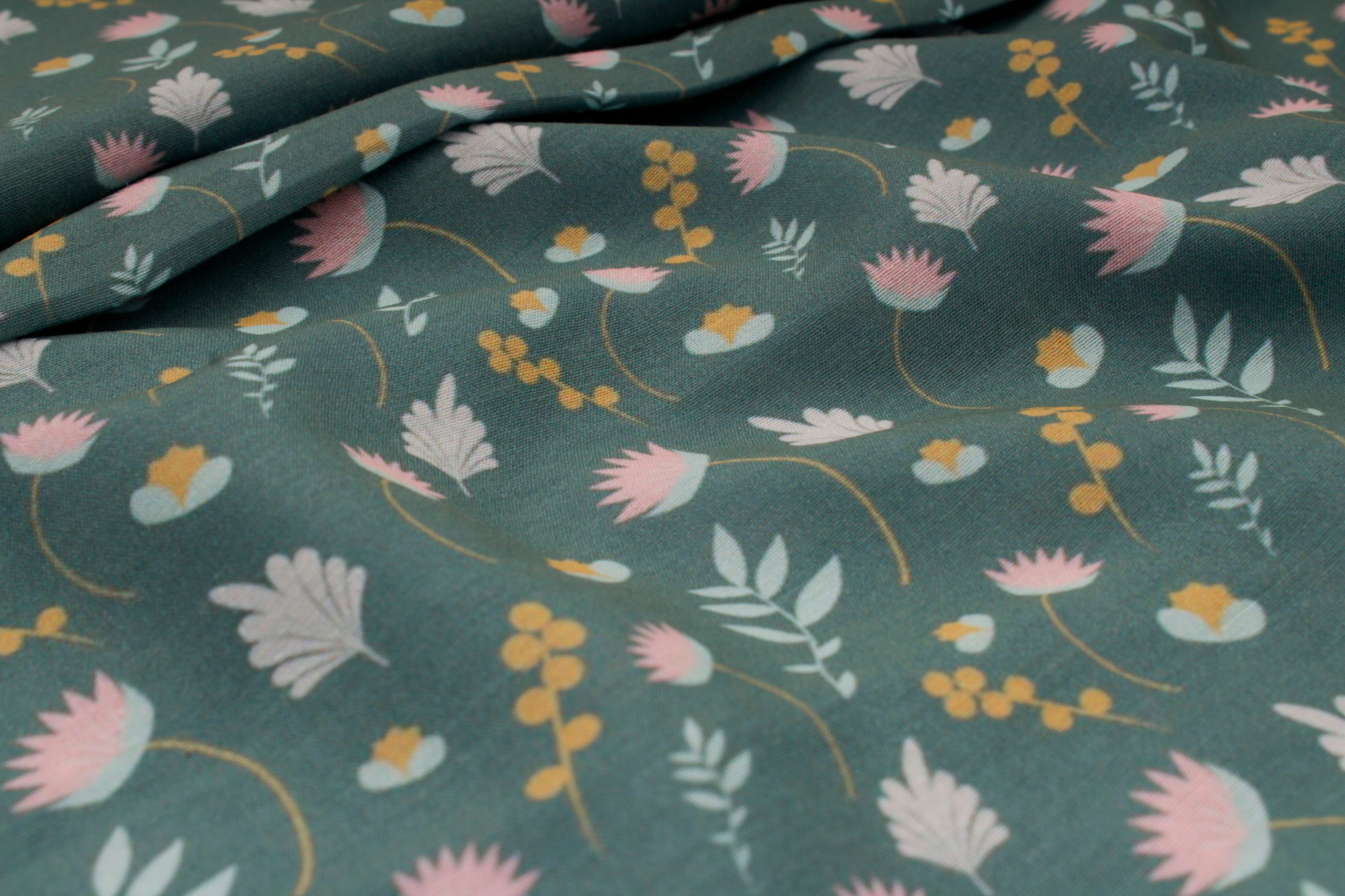 1 yard of Scandinavian Print Fabric Sage Green Fabric Muslin | Etsy