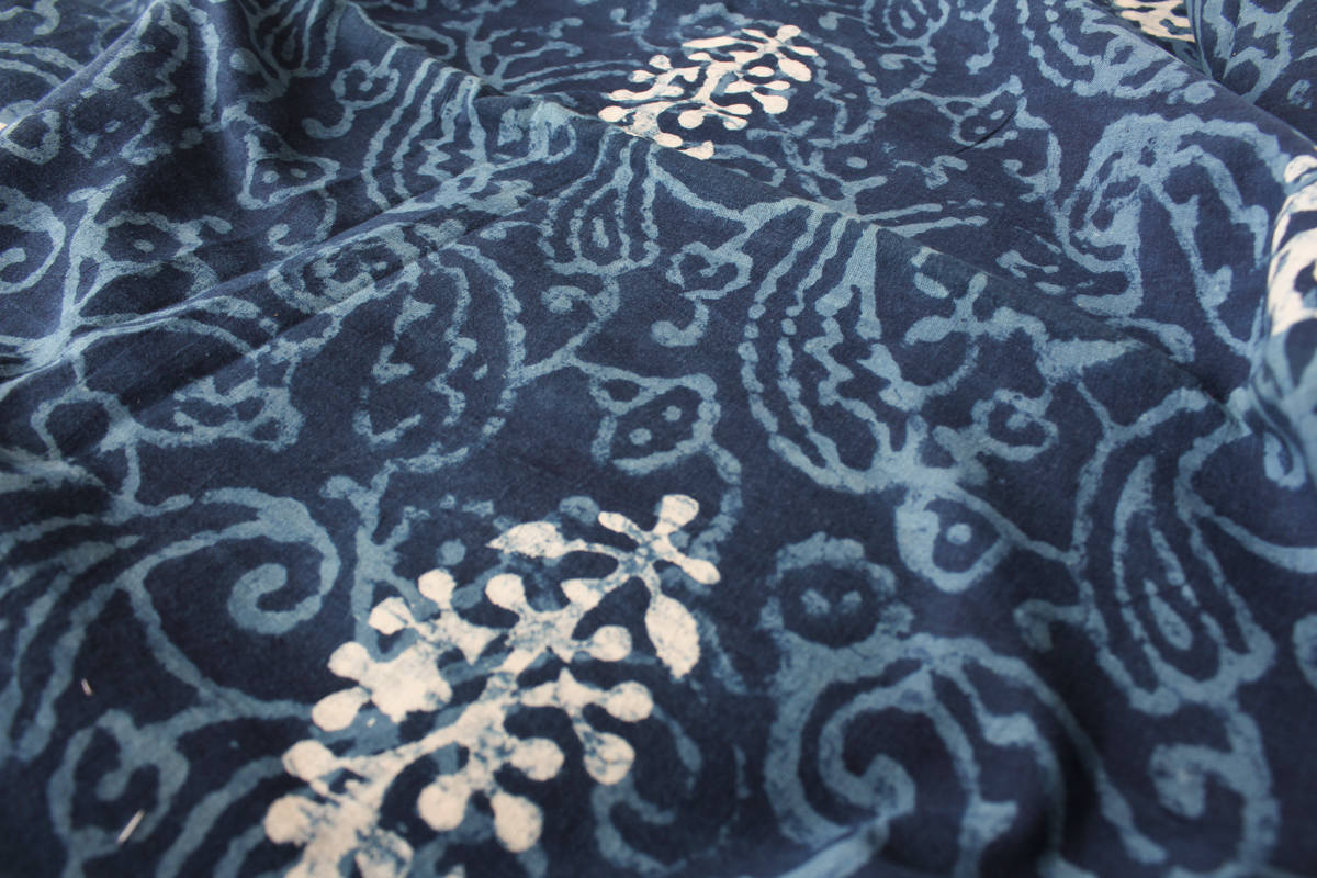 Indigo Fabric Floral Print Fabric Indian Cotton Fabric | Etsy