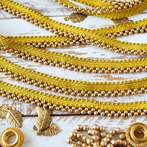 Gold Beaded Trim, Indian Trim, Gold Pearl Trim, Bridal Wear ...