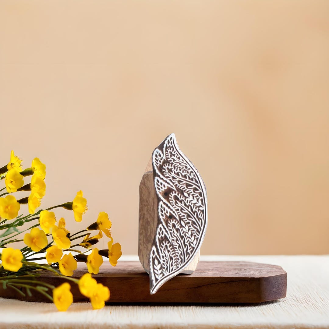 Floral Textile Stamp, Block Print, Wooden Block Stamp, Pottery Stamp ...