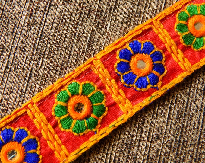 Red Embroidered Trim, Sequin Trim, Indian Fabric Trim, Bridal Wear ...