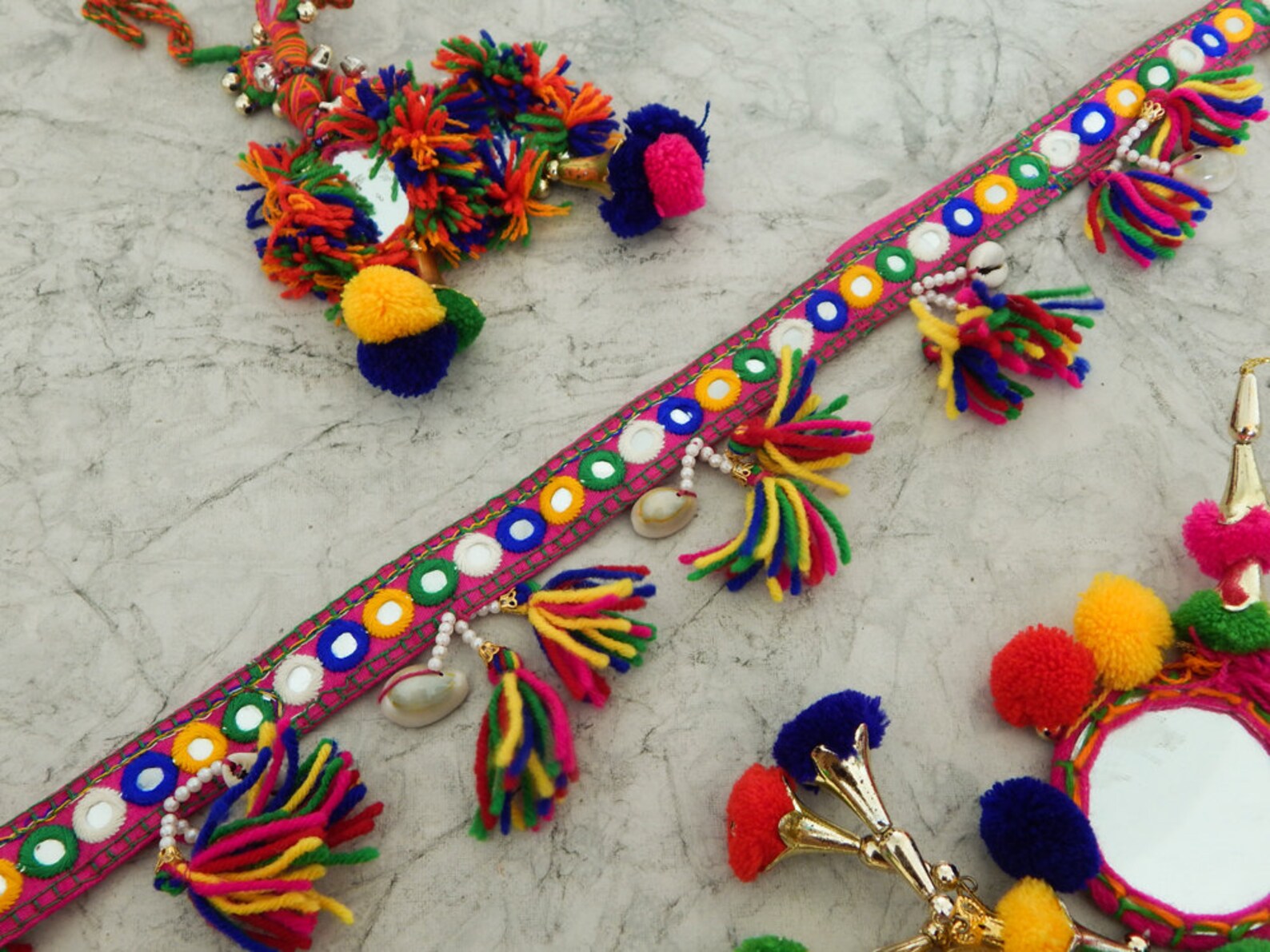 Multicoloured Shell Trim Sequin Trim Embroidered Trim Belt - Etsy