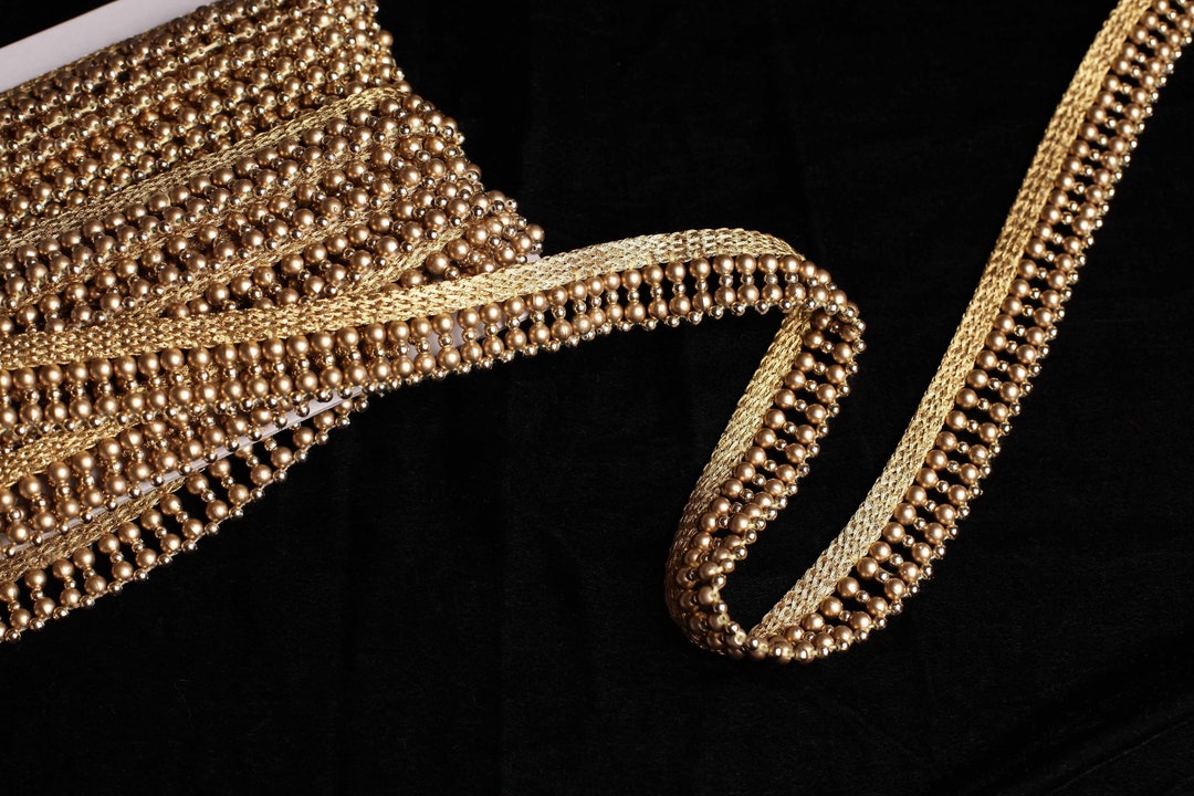 Antique Gold Beaded Trim Indian Trim Gold Fringe Trim - Etsy