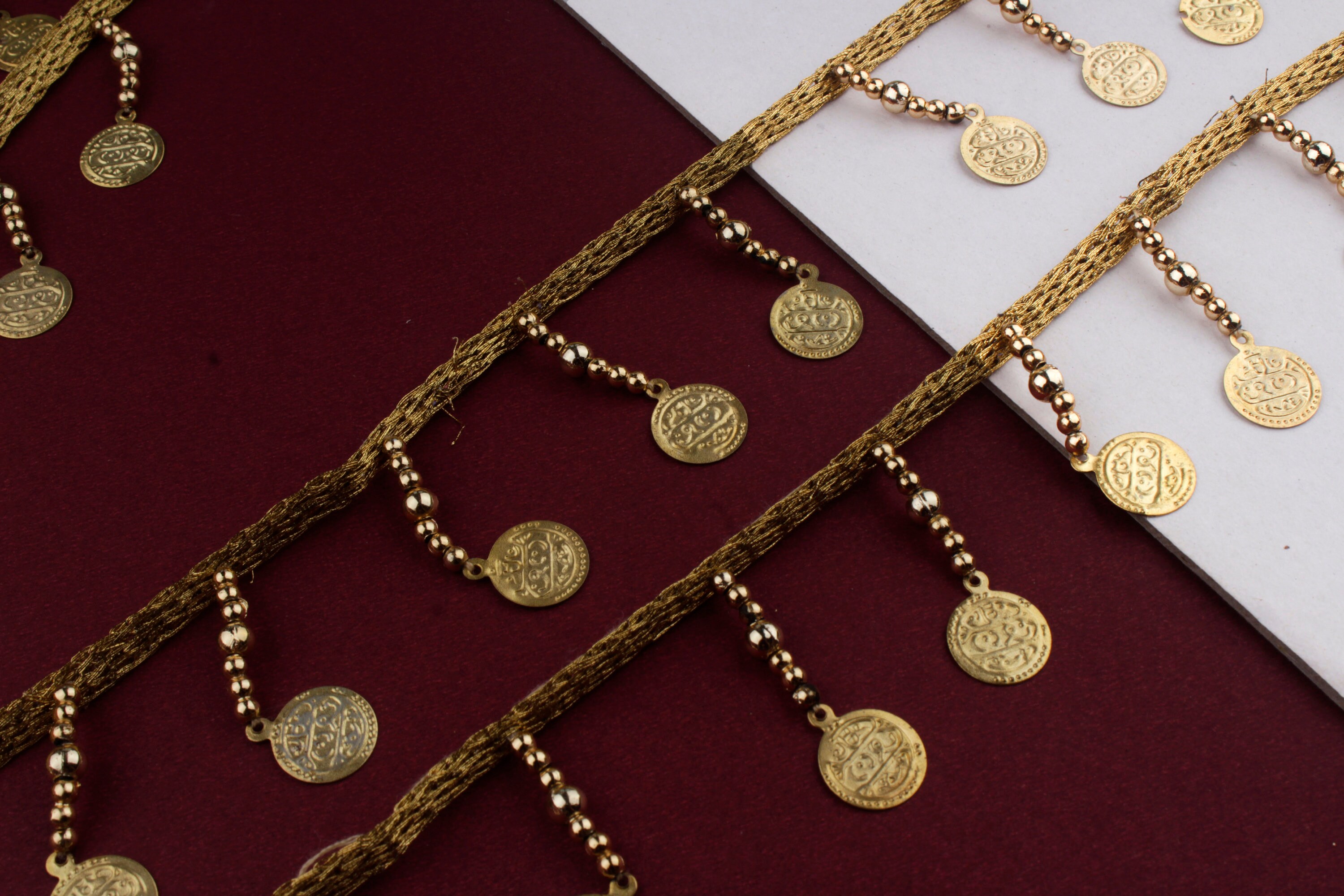 9 yards Gold Coin Trim Indian Trim Trim with Metal Charms | Etsy