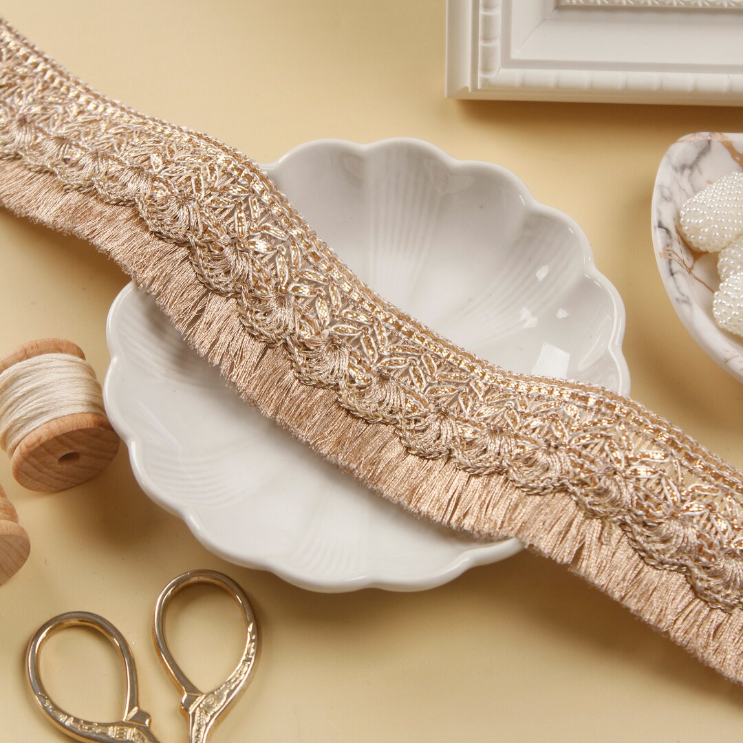 9 Yards- Rose Gold Trim, Tassel Trim, Eyelash Trim, Metallic Fringe ...