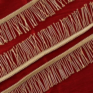 Gold Beaded Trim, Indian Trim, Gold Fringe Trim, Trim With Gold Bugle ...