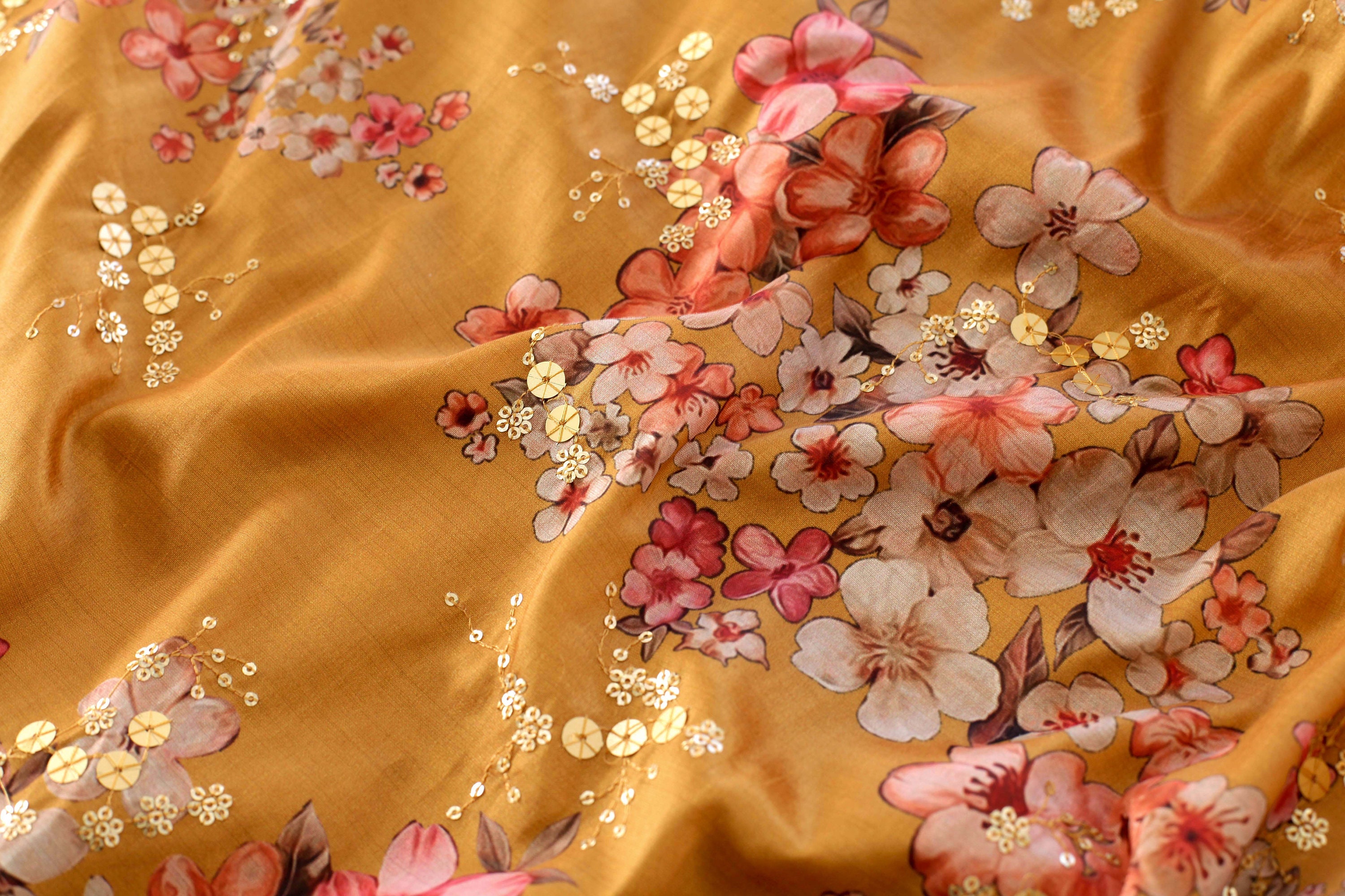 1 Yard of Mustard Yellow Silk Fabric Blend Silk Fabric - Etsy