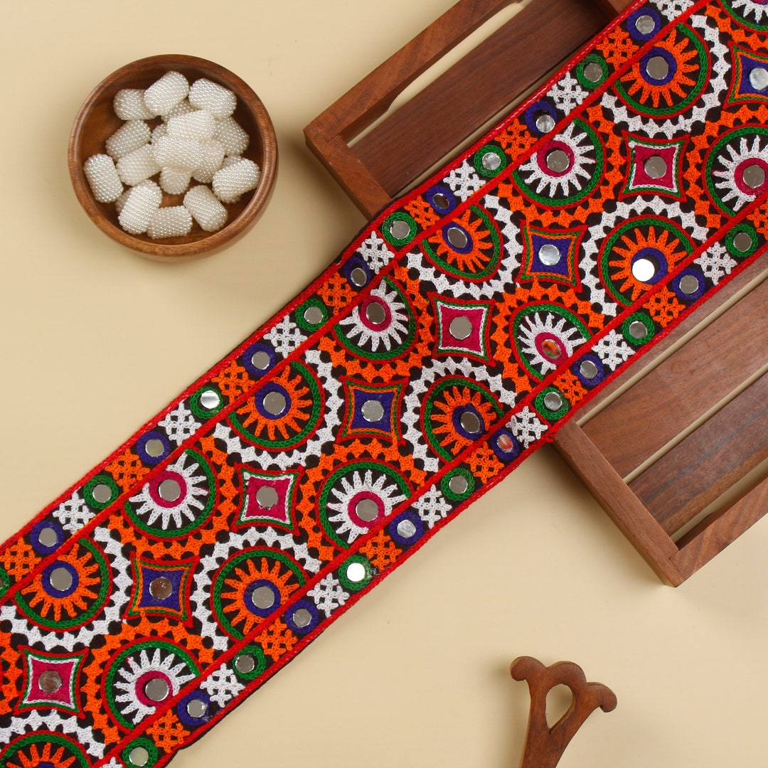 Wide Kutchi Trim Mirror Work Trim Indian Trim by the Yard - Etsy