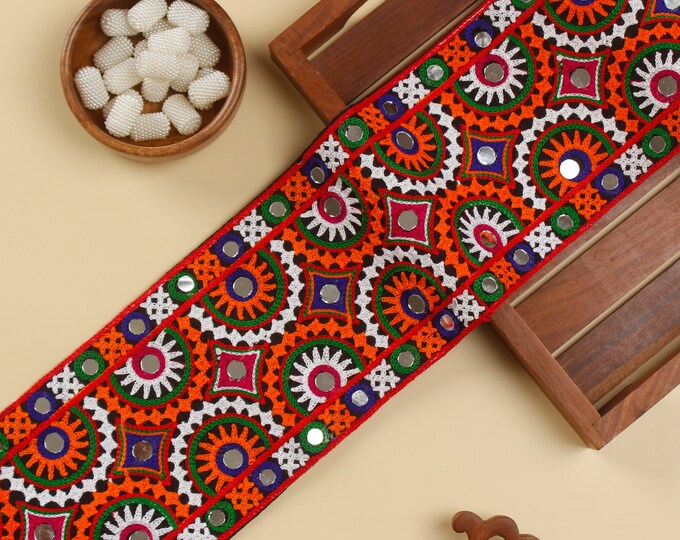 Wide Kutchi Trim, Mirror Work Trim, Indian Trim by the Yard, Dupatta ...