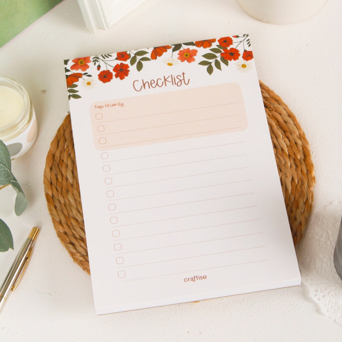 Floral A5 Checklist Notepad, To-do List, 75 Tear off Sheets - Etsy
