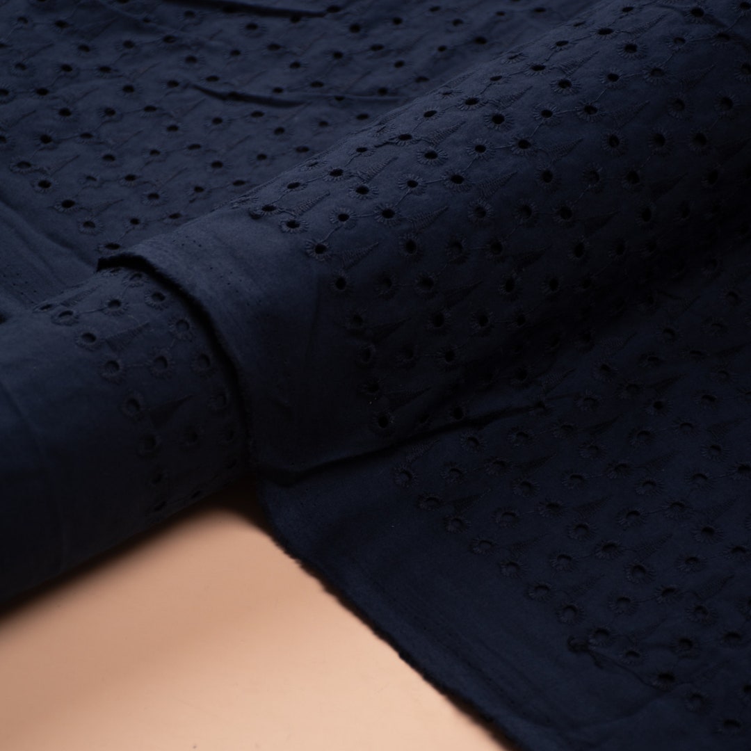 Extra Wide Blue Eyelet Fabric, Indian Cotton, Schiffli Fabric, Wedding ...