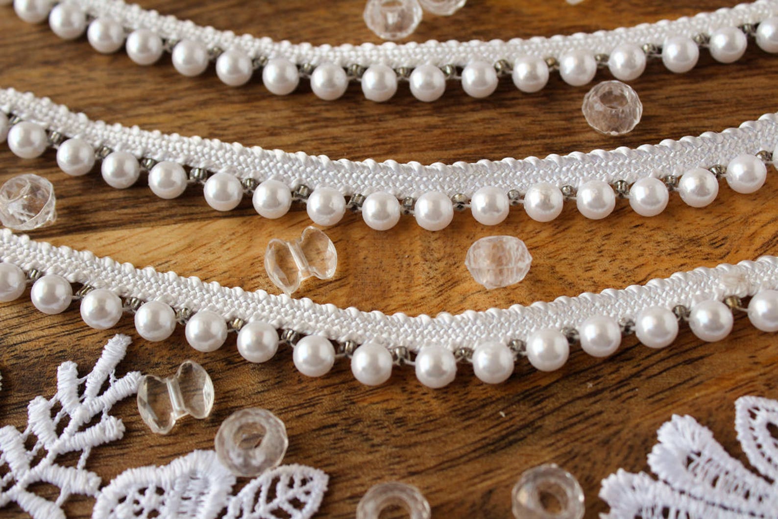 5 Yards of White Pearl Trim Elegant White Beaded Trim Pearl - Etsy