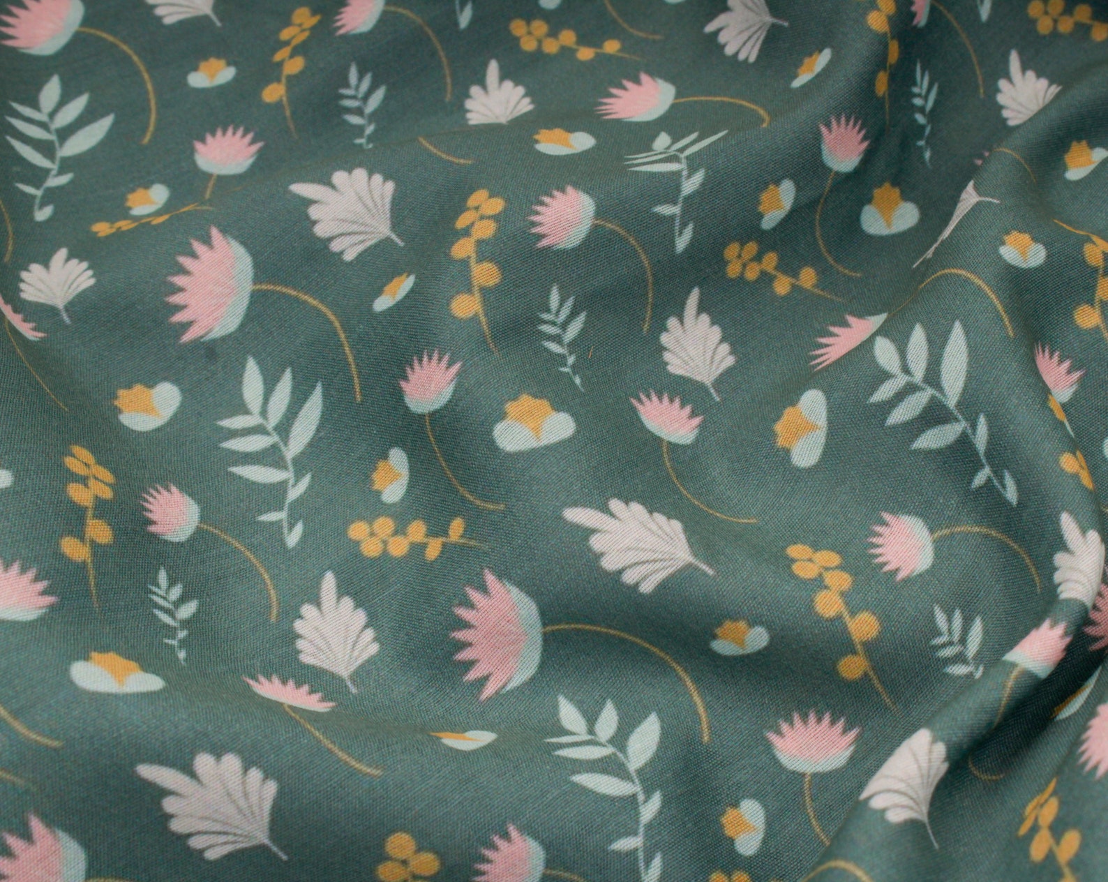 1 Yard of Scandinavian Print Fabric, Sage Green Fabric, Muslin Silk ...