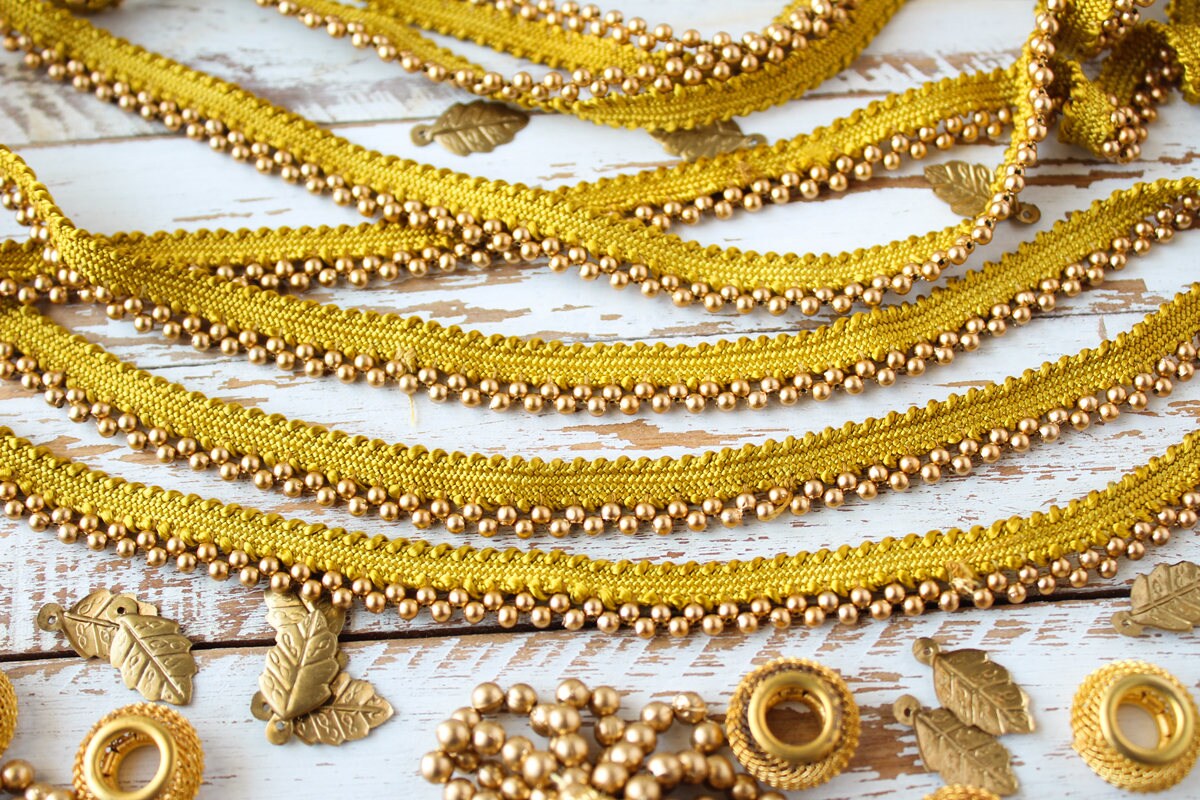 Gold Beaded Trim Indian Trim Gold Pearl Trim Bridal Wear - Etsy