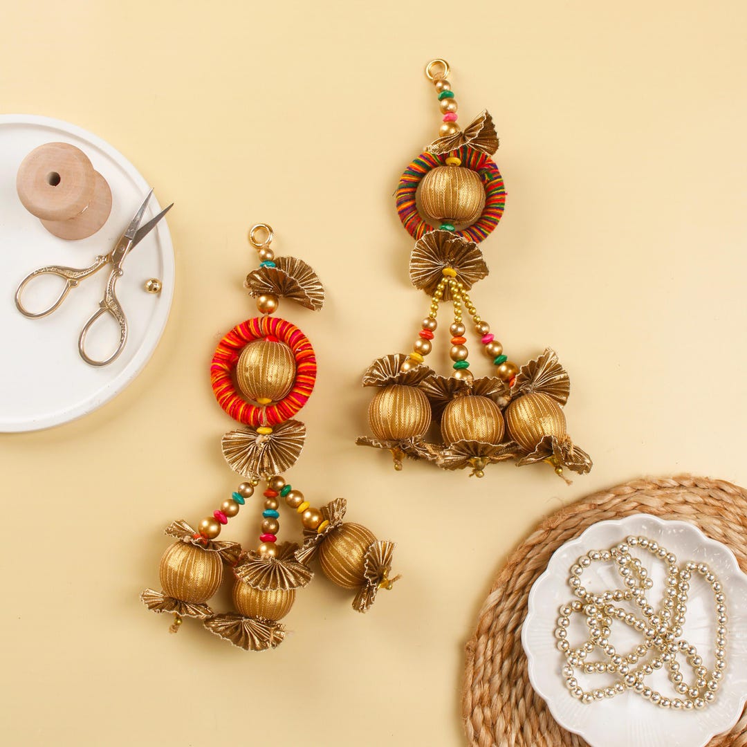 Set of 2 Bronze Beaded Tassels – Indian Gota, Boho Charms - Etsy