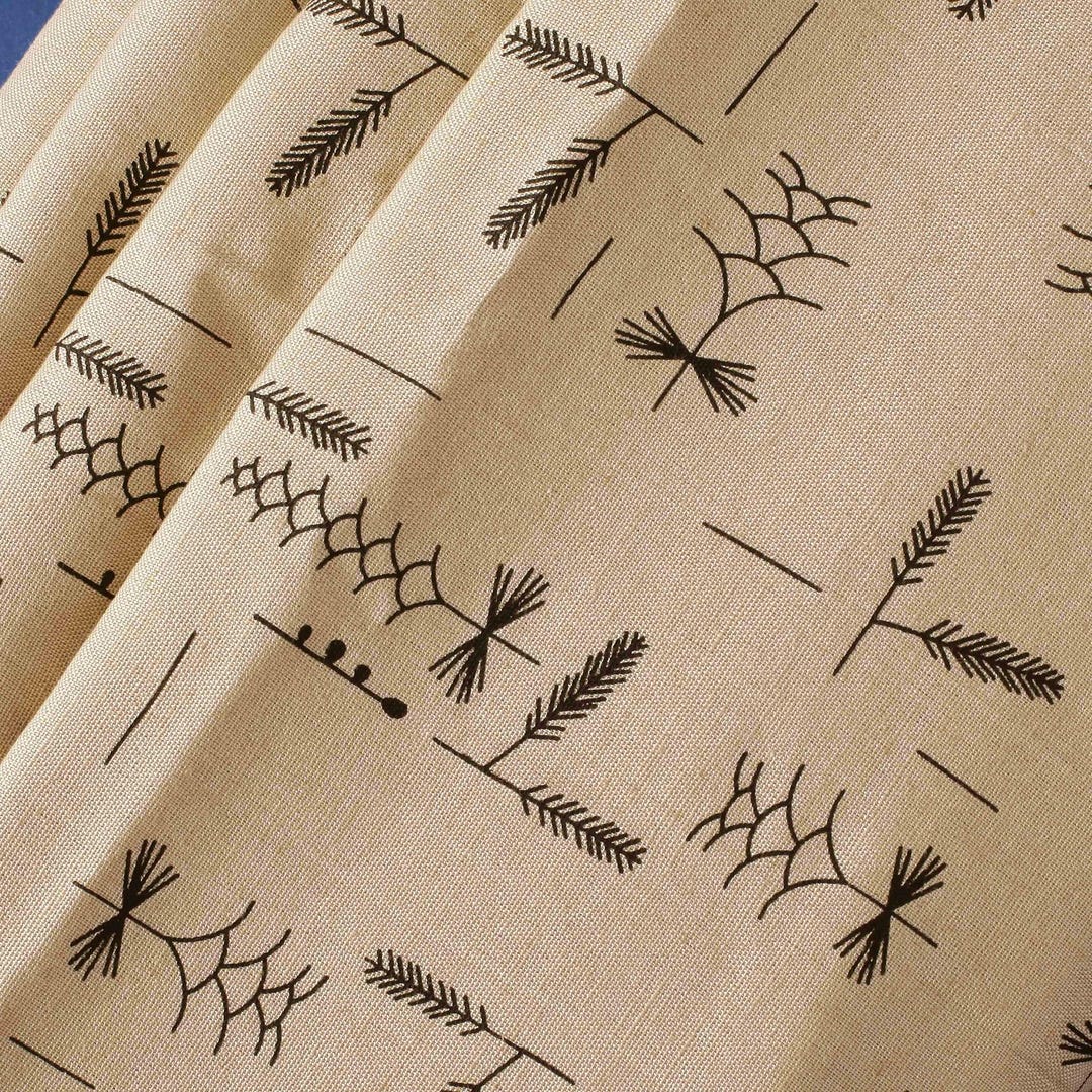 1 Yard- Wheat Brown Fabric, Tribal Print Fabric, Cotton Slub Fabric ...