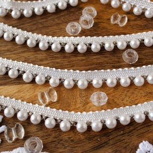 5 Yards of White Pearl Trim, Elegant White Beaded Trim, Pearl Lace ...